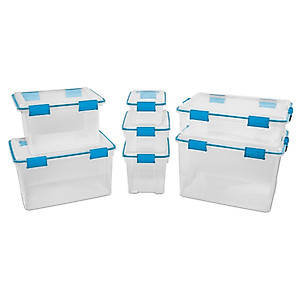 Sterilite 12-Pack Gasket Box, Plastic Storage Bins with Latching Lids, 20 Quart