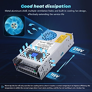 BOSYTRO 48V Adjustable dc Power Supply 600W,Switching Power Supply AC 110V/220V to DC 0-48V DC Converter with LED Digital Display, 5V 24V 36V Buck Converter for Dimmable LEDs,3D Printer,Computer Lab