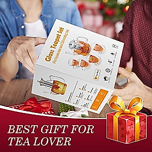 MINO ANT Tea Set – 1200ml Glass Teapot with Removable Stainless Steel Infuser, and 4 Glass Teacups, Stovetop Safe Tea Kettle Gift Set, Blooming and Loose Leaf Tea Maker Set