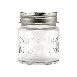 Sunshine Mason Co. Mini Mason Jar Shot Glasses with Metal Lid 2 Ounces, 6 Pieces