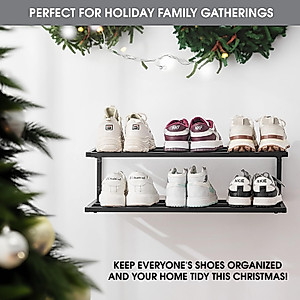 CULTURE LABELS Floating Shoe Rack - Modern 2-Tier Shoe Hanger Ideal for Entryway, Hallway, and Bedroom - Floating Shoe Display, Fits Various Shoe Sizes