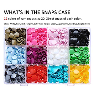 Original KAM Snaps Starter Fasteners Kit -360pcs KAMsnaps Size 20 + Snap Pliers for Crafts Clothing