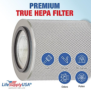 LifeSupplyUSA HEPA Filter Replacement Compatible with Austin Air FR200 FR250 Health Mate Junior HM200, HM 200, HM-200 HM-205 HM-250 Air Purifiers (Pre-Filter Included)