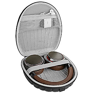 Geekria Seashell Case Compatible with Audio-Technica ATH-MSR7, ATH-ANC700BT, ATH-SR50BT, ATH-SR30BT Headphones, Replacement Protective Hard Shell Travel Carrying Bag with Cable Storage (Black)