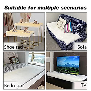 Soft Faux Sheepskin Rug, 1 x 4 Feet Rectangle Modern Area Rugs Washable No-Slip Cozy Carpet Mat for Bedroom Living Room, White