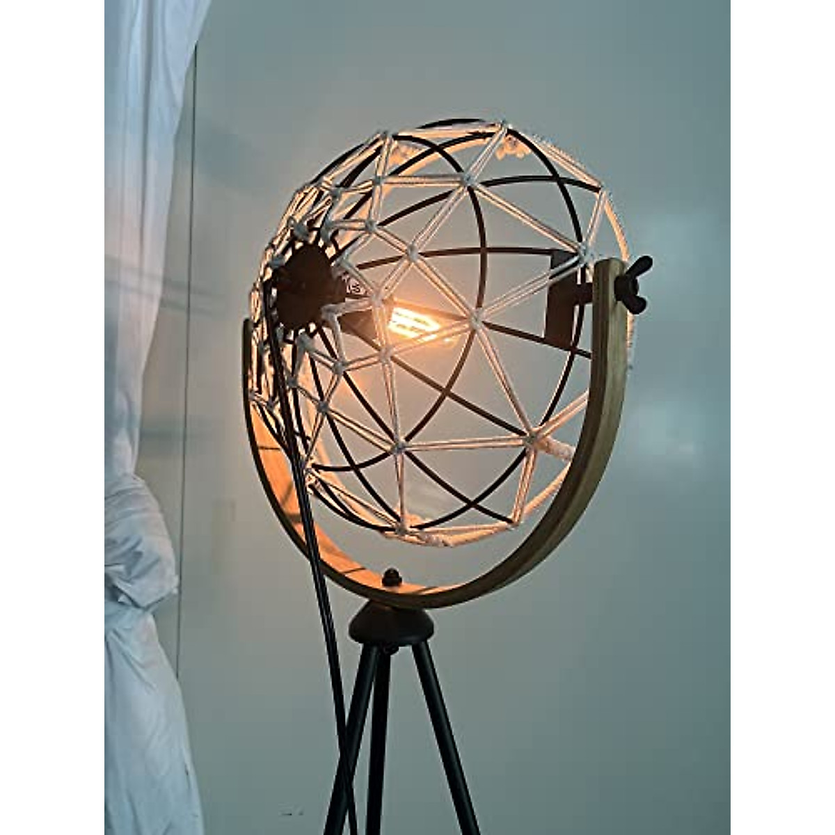 Floor lamps boho chic decor for living room,farmhouse adjustable Metal tripod Standing Tall lamp/Table Lamp,handmade rattan Lampshade Floor Lights bright lighting for Bedroom games Room Office
