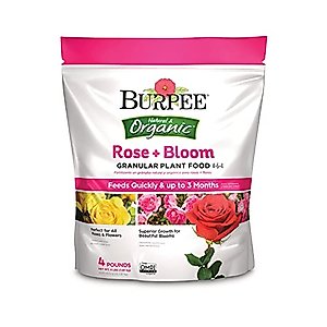Burpee Organic Bloom Granular All-Natural Food for Roses and Flower Plants | Ideal for Container Gardens, Beds or Bushes, 4 lb, 4lb. Bag