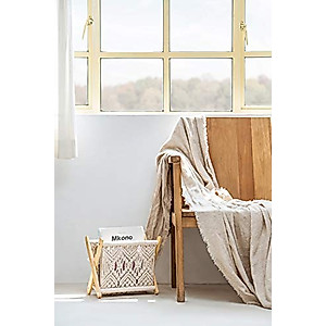 Mkono Macrame Magazine Rack Boho Magazine Holder Storage Standing Basket for Books, Newspapers, Swaddle Blanket, Living Room, Bathroom, Office, Nursery, Home Decor, Small Size, 11.22’’L x 7.5’’W