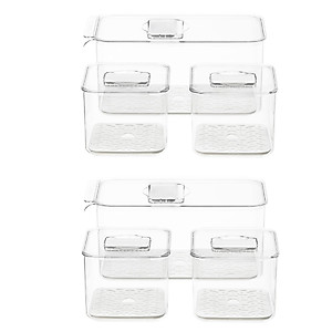 iPEGTOP Fridge Produce Saver Food Storage Bin Containers, Stackable Refrigerator Freezer Organizer Fresh Keeper Container with Vented Lids, 6 Pack