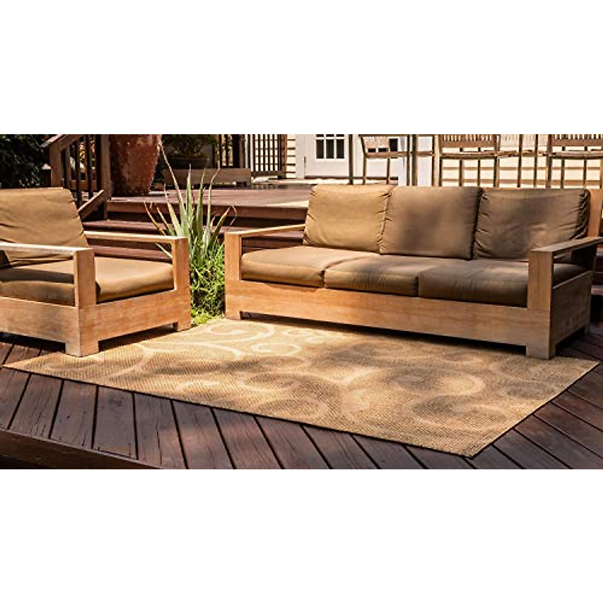 Unique Loom Outdoor Botanical Collection Area Rug - Vine (8' x 11' 4" Rectangle, Brown/ Beige)