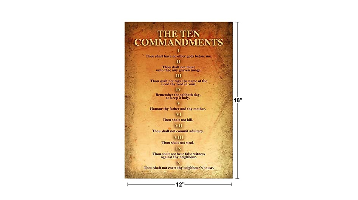 The Ten Commandments Wall Art Poster - Inspirational Religious Decor