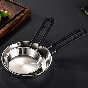 SHERCHPRY Mini Egg Frying Pan Skillet Nonstick Omelet Pan Stainless Steel Round Pancake Pan Kitchen Cooking Pan with Handle for Gas Stove Induction