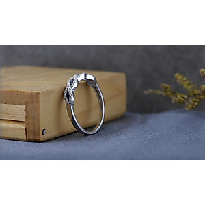 Dazzlingrock Collection Round Blue Sapphire & White Diamond Crisscross Stackable Wedding Band for Women in 925 Sterling Silver Size 6