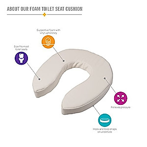 DMI Raised Toilet Seat Cushion Seat Cushion and Seat Cover to Add Extra Padding to the Toilet Seat while Relieving Pressure, Tear Resistant, FSA & HSA Eligible, 2 Inch Pad, White