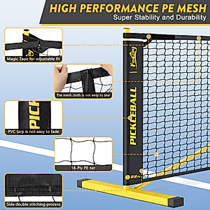 Fostoy Portable Pickleball Net Set, 22FT Regulation Size 18-Ply PE Pickleball Net,Carry Bag, Weather Resistant Steady Metal Frame Easy Setup for Outdoor Indoor Driveway