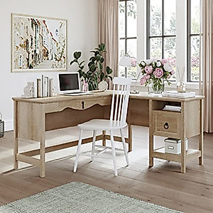 Sauder Adaline Cafe L-Desk, L: 59.65" x W: 59.65" x H: 29.92", Orchard Oak Finish