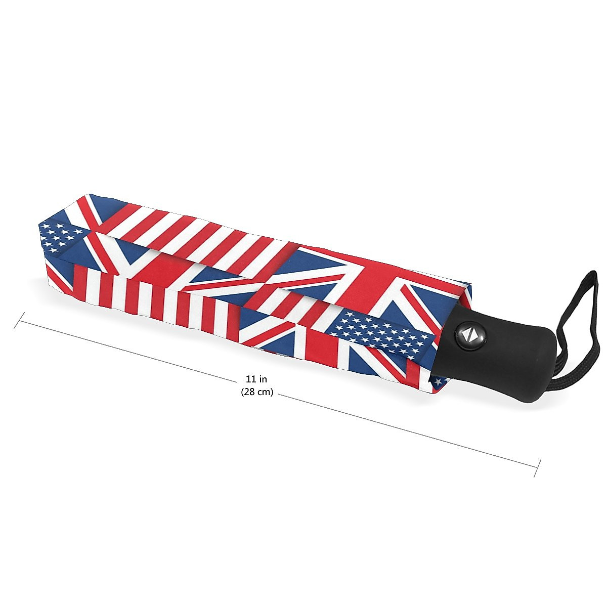 ALAZA Union Jack British Flag 3 Folds Auto Open Close Anti-UV Umbrella