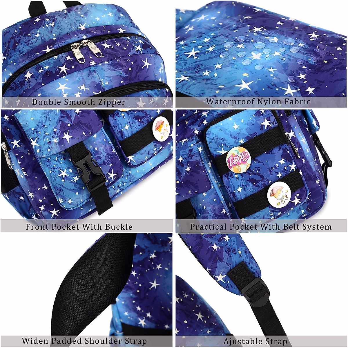 Hidds Laptop Backpacks 16 Inch School Bag College Backpack Anti Theft Travel Daypack Bags Bookbags for Teens Girls Women Students (Galaxy Blue)