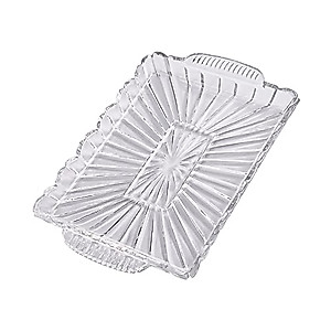 Serving Trays Clear Crystal Tray Serving Tray with Handle Multipurpose Tray for Coffee Table Spill Resistant Food and Beverage Server Kitchen Dresser Party Serving Tray Elegant Decorative Tray