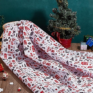 PH PandaHall Christmas Fabric 59 Inch Wide Xmas Santa Upholstery Fabric Christmas Tree Reindeer Decorative Fabric Waterproof Cartoon Indoor Outdoor Fabric for Gift Packing Christmas Red 1 Yard