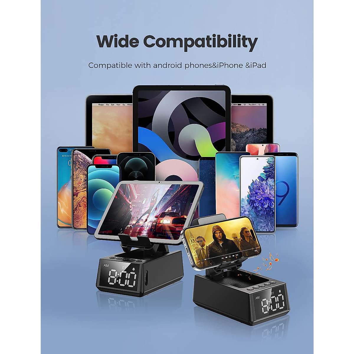 Gifts for Him, Her, Cell Phone Stand Bluetooth Speaker, Cool Tech Kitchen Gadgets Adjustable Phone Holder, Birthday for Men Women Dad Who Want Nothing