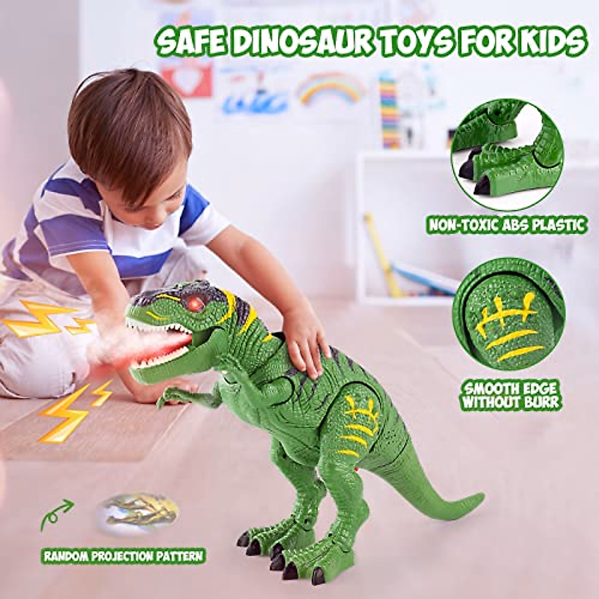 FANURY Dinosaur Toys for Kids 3-5 - Upgraded 2.4G Remote Control Dinosaur Toys for Kids 5-7 - Roaring T-Rex Robot Toy with LED Lights- Electronic Walking Dinosaur Toys for 3+ Years Old Boys Girls
