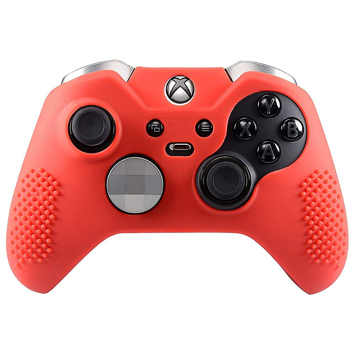Antil-Slip Silicone Controller Cover Protective Case for Xbox One Elite Controller Soft Cover Skin with 2 Thumb Grips(Red)