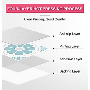 Peel & Stick Floor Tiles Vinyl Flooring 8"x8", Suitable for Wall, Floor, Kitchen, Bathroom, Pet House 10 Sheets (8x8 inches, Tamensa Encaustic, 10)