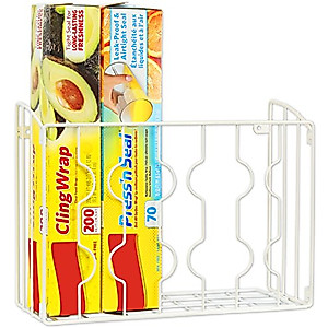 SimpleHouseware Wall Door Mount Kitchen Wrap Organizer Rack, White