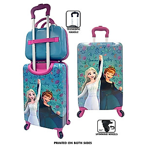 Fast Forward Kid’s Licensed Hard-Side 20” Spinner Luggage Carry-On Suitcase and Beauty Case Set (Frozen)