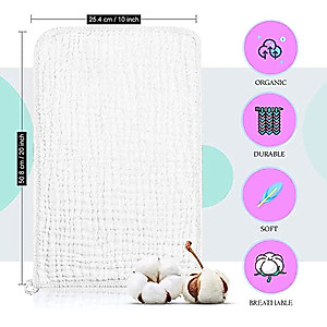 BELIZ Muslin Burp Cloths for Baby - 100% Organic Cotton Baby Washcloths - Cloth Diapers - 6 Layers Large 20" X 10" Extra Absorbent Soft Unisex - Boy and Girl (White 5 Pack)