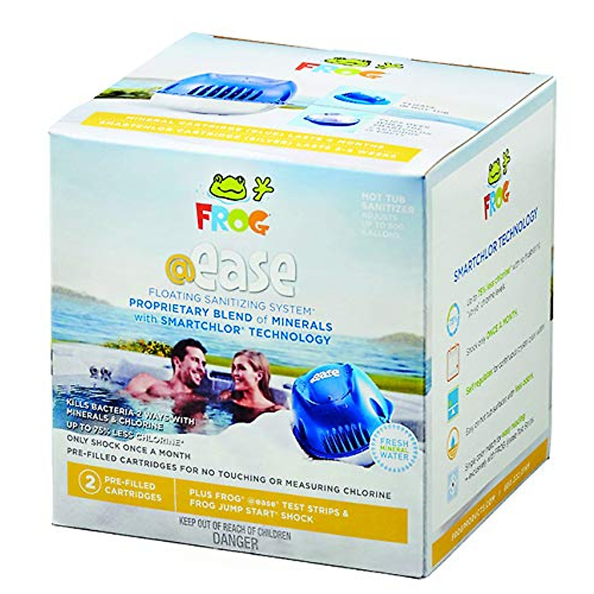 FROG @Ease Floating Sanitizing System for Hot Tubs, Quick and Easy Self-Regulating Hot Tub Sanitizer with Sanitizing Minerals and SmartChlor Technology