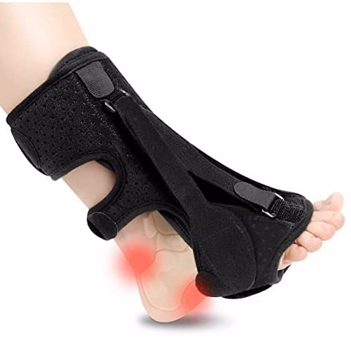 IKUSELY Upgrade Plantar Fasciitis Night Splint, Plantar Fasciitis Relief Brace, 3 Adjustable Straps Plantar Fasciitis Night Splint Relief Plantar Fasciitis, Foot Drop, Achilles Tendonitis, Day&Night (Black) (Black)