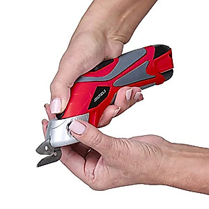 Great Working Tools Cordless Scissors - Electric Power with Blades for Sewing Crafting Fabric Paper Cardboard, 3.6v Li-Ion Battery - Red - 2 Blades