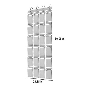 N/C Over The Door Shoe Organizer,Hanging Shoe Organizer for Closet Organizers and Storage,24 Large Mesh Breathable Pockets Hanging Shoe holder,Over The Door Shoe Rack with 4 Hooks