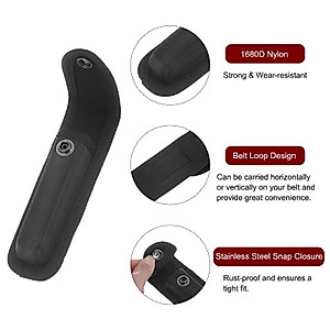 HARFINGTON 3pcs Nylon Pocket Knife Sheath Horizontal Vertical Carry Belt Loop Multi-Tool Pouch Folding Knife Belt Sheath with Snap Closure for Outdoor Activities, Black