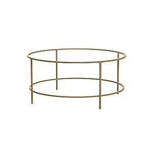Sauder 417830 Int Lux Coffee Table Round, Glass / Gold Finish