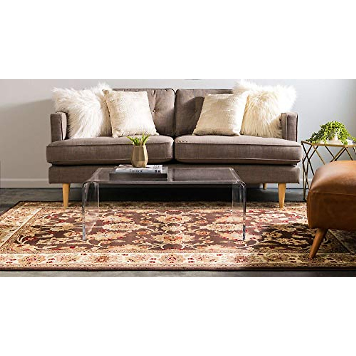 Unique Loom Voyage Collection Traditional Oriental Classic Intricate Design Area Rug, 7' 1" x 10' Rectangle, Brown/Cream