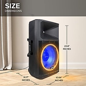 Gemini Sound GSP-L2200PK Indoor 2200 Watt Peak Bi-Amped Wired AC Powered Bluetooth DJ Speaker with 15" Inch Woofer, LED Party Lights, Built in Media Player, and Included Microphone and Speaker Stand