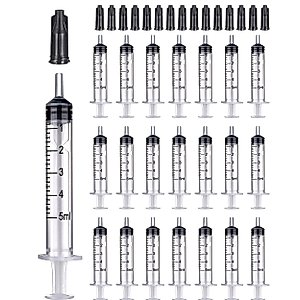 40 Pack 5ML Plastic Syringe Luer Slip with Cap, Great for Measuring, Refilling Watering and Pets Feeding(Not-sterile) (5ML)