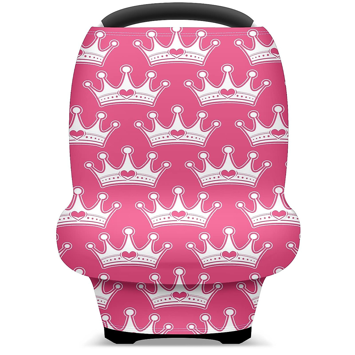 Baby Car Seat Covers Pink Girly Princess Royalty Crown Nursing Cover Breastfeeding Scarf Stroller Cover for Babies Multiuse Infant Carseat Canopy for Boys Girls, Shower Gifts