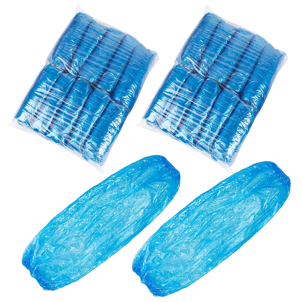 AUEAR, 100 Pack Disposable Arm Sleeves Covers Protectors Waterproof Over Sleeves with Elastic End for Arm Protection (Blue)