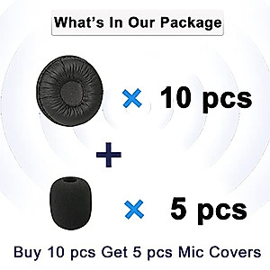 Ear Cushions for Plantronics Headset Replacement 50mm Ear Pads Designed for Headphone Plantronics HW251N HW261N HW510 Blackwire C320 3210 3220 Jabra Pro 920 9450 GN 2000 9125 Biz 2400II 2300 (10 Pack)