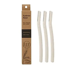 Derma-Plane Razor | Biodegradable Face Razor | Eyebrow Shaper | Recycled Wheat Straw Material | Eco-Friendly | 3 Count (Pack of 1)