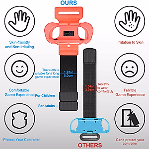 MENEEA Wrist Strap Compatible with Just Dance 2025 2024 2023/for Zumba Burn It Up,Adjustable Wrist Bands for Nintendo Switch & OLED Model for Joy-Cons,Two Size for Adults & Children,2 Pack Red/Blue