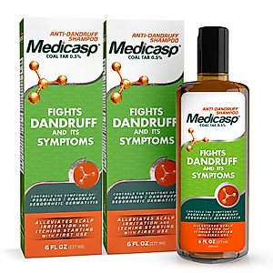 Medicasp Coal Tar Gel Anti Dandruff Shampoo, Treats Seborrheic Dermatitis & Psoriasis, Formulated for Dry, Flaky & Itchy Scalp Treatment, for Women & Men, 6 Ounce (Pack of 2)