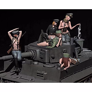 1/35 Resin Soldier Figure Model Kits DIY Beauty 5 Set Soldier colorless and self-Assembled YFWW-2158 (Without Tank)