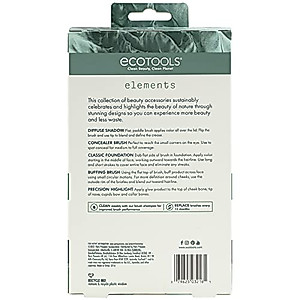 EcoTools Elements Super-Natural Face Makeup Brush Kit, For Foundation, Bronzer, Blush, & Eyeshadow, Works Best With Liquid, Cream, & Powder Products, Synthetic Bristles, 5 Piece Set