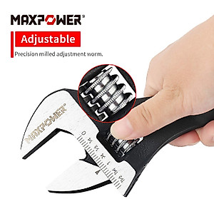 MAXPOWER 3-pieces Spud Wrench, 10-inch 12-inch 16-inch Adjustable Wrench Set with Kitbag