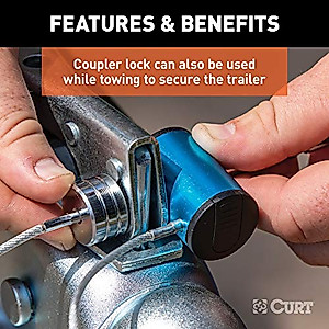 CURT 23082 Universal Tri-Ball Trailer Coupler Lock, Fits 1-7/8, 2, 2-5/16-Inch, Orange